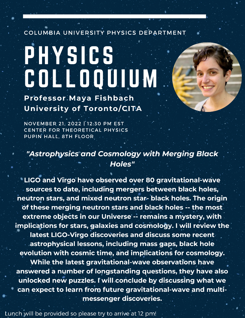 Physics Colloquium: Maya Fishbach | Department of Physics